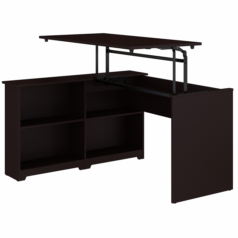 Cabot 60W 3 Position L Shaped Sit Stand Desk in Espresso Oak ...