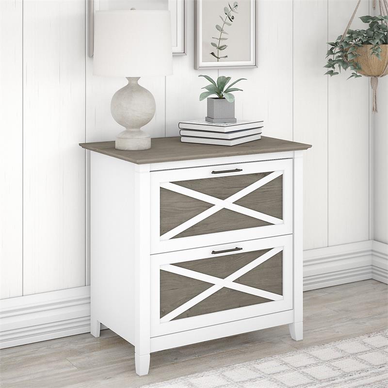 Bush Furniture Key West 2 Drawer File Cabinet in White & Gray