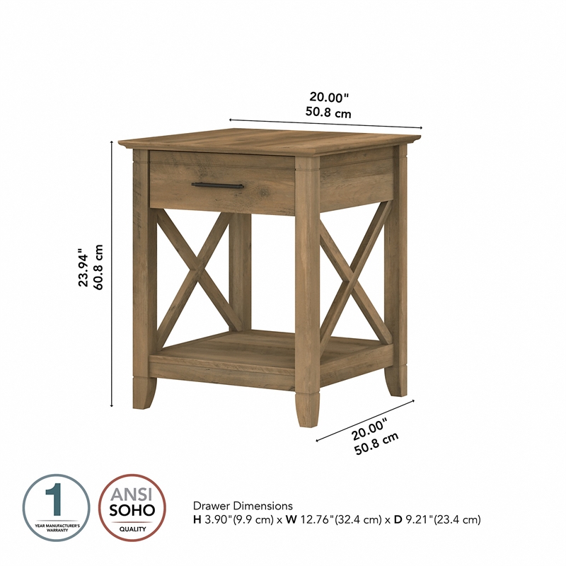 Bush Furniture Key West End Table with Storage in Reclaimed Pine