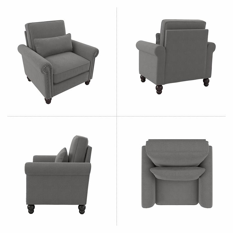 Coventry Accent Chair with Arms in French Gray Herringbone Fabric ...