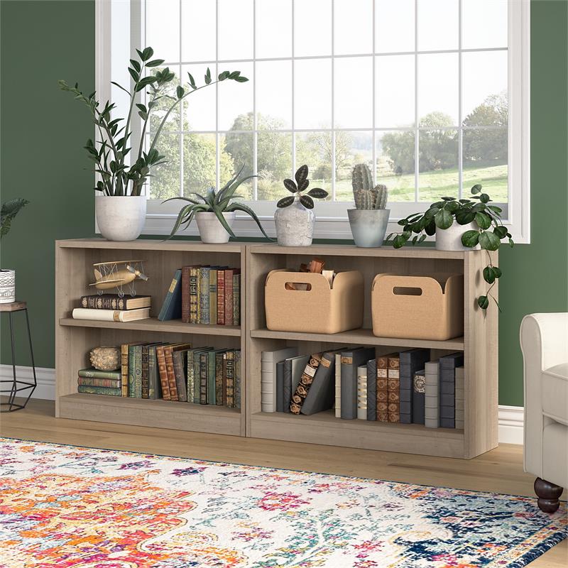 Universal Small 2 Shelf Bookcase in Ash Gray (Set of 2) - Engineered ...