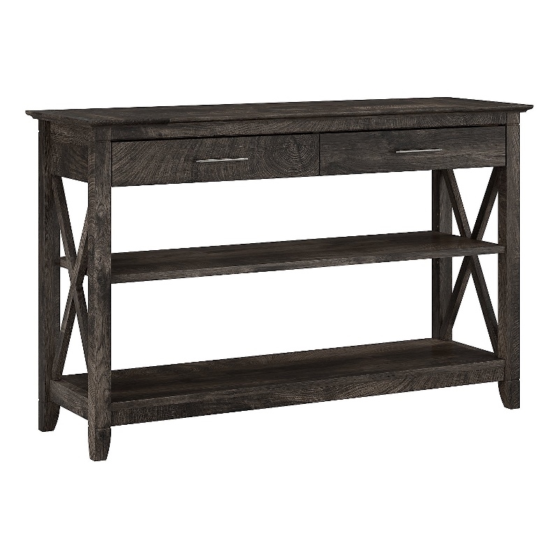 Key West Console Table with Drawers in Dark Gray Hickory - Engineered ...