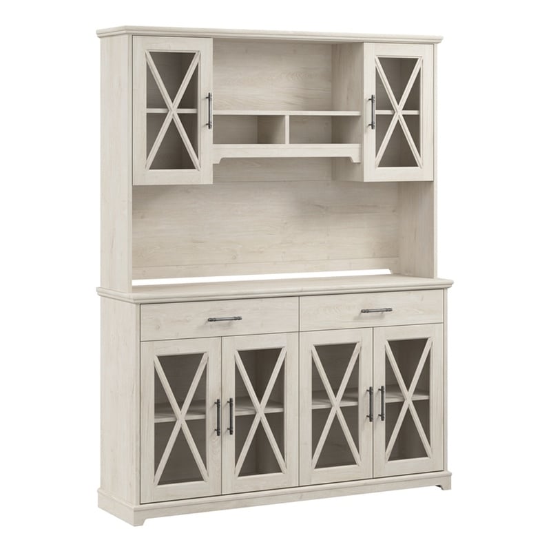 Bush Lennox Engineered Wood Sideboard Buffet Cabinet in Linen White Oak ...