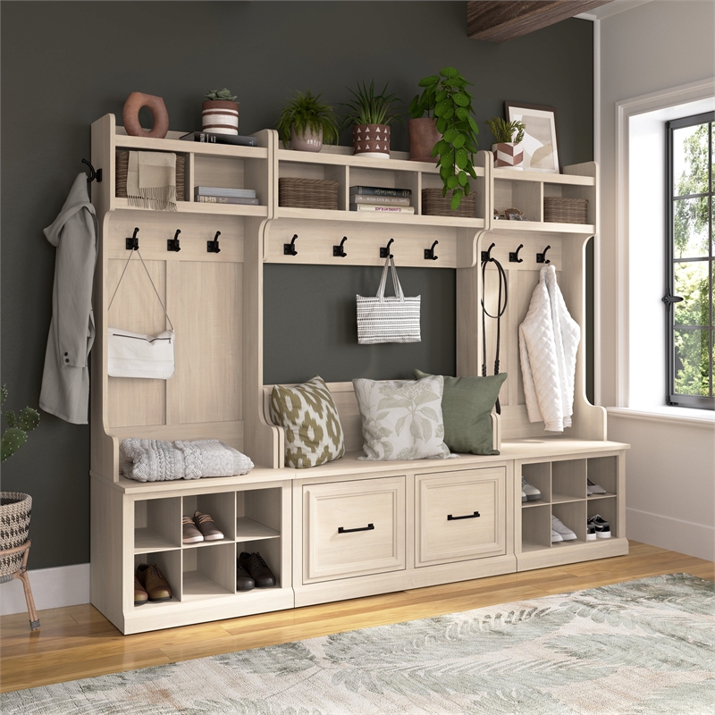 Woodland Entryway Storage Set with Doors in Rustic Maple - Engineered ...
