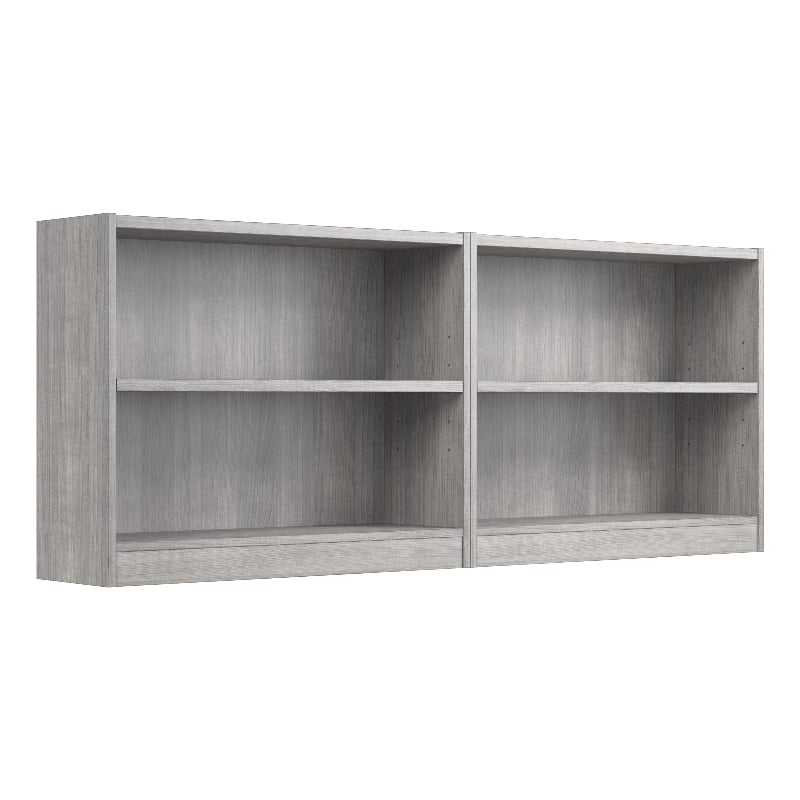Universal Small 2 Shelf Bookcase Set in Platinum Gray - Engineered Wood ...