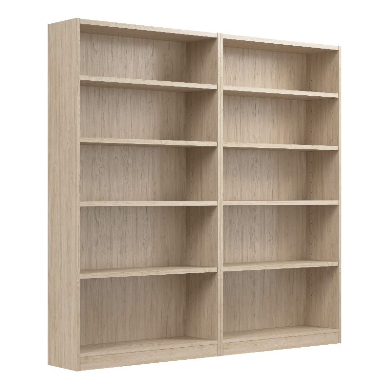 Universal Tall 5 Shelf Bookcase Set in Natural Elm - Engineered Wood ...