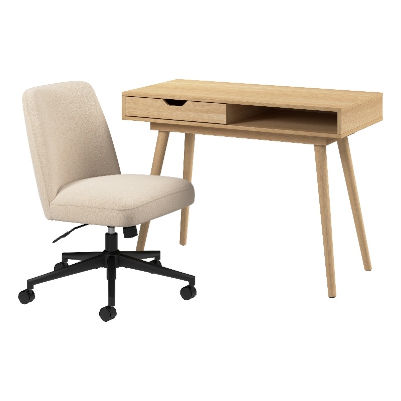 Nora 40W x 20D Small Writing Desk and Chair Set in Natural Oak ...
