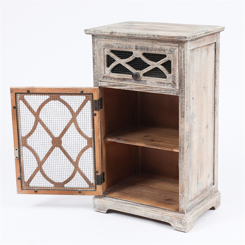 Luxen Home Rustic Wood and Metal Small Console Cabinet - WHIF366