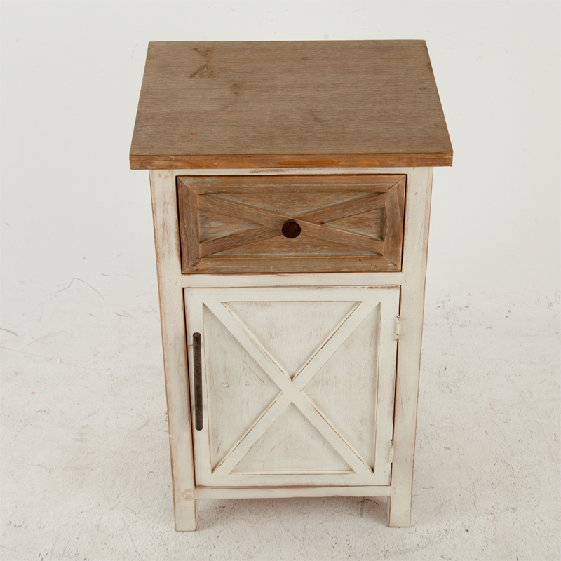 Luxen Home Rustic Antique White Small Console Cabinet - WH165