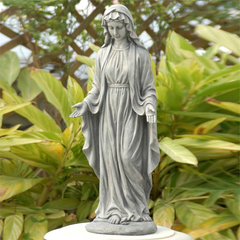 Luxen Home Gray Mgo Virgin Mary Garden Statue Wh004