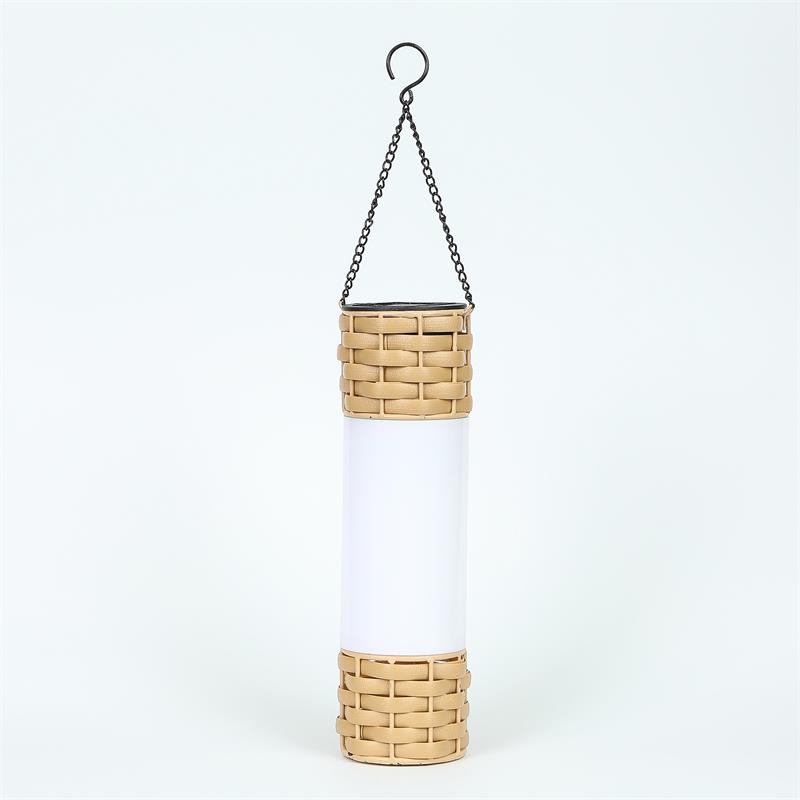 LuxenHome Brown/White Plastic Solar Accent Lantern | Cymax Business