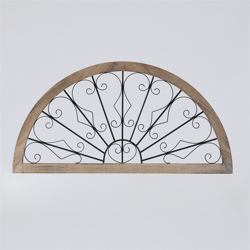 Luxen Home Wood and Metal Roma Half Moon Wall Decor - WHA800