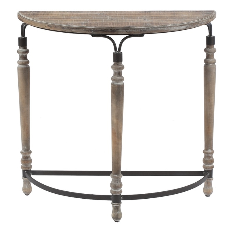 LuxenHome Brown Wood Rustic Half Moon Table | Cymax Business