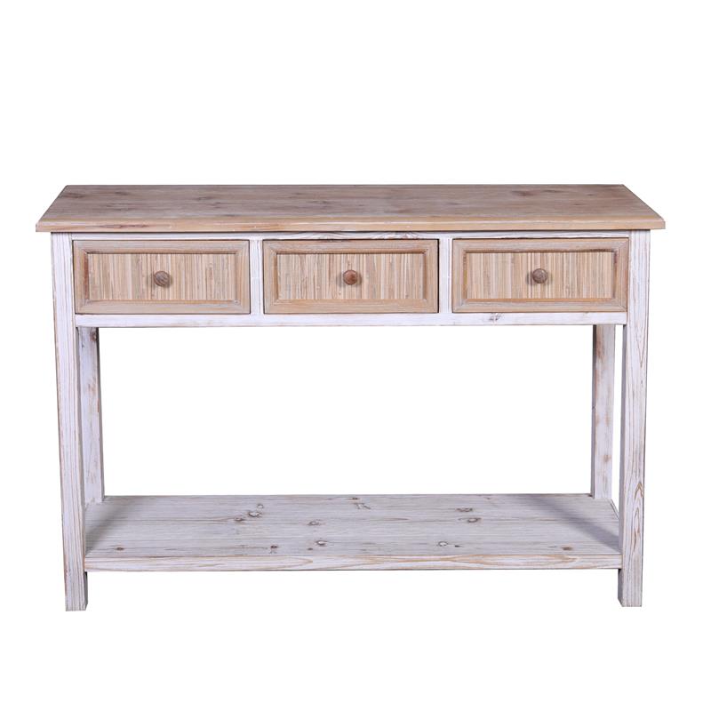 LuxenHome Natural and White-Washed Wood Console Table | Cymax Business