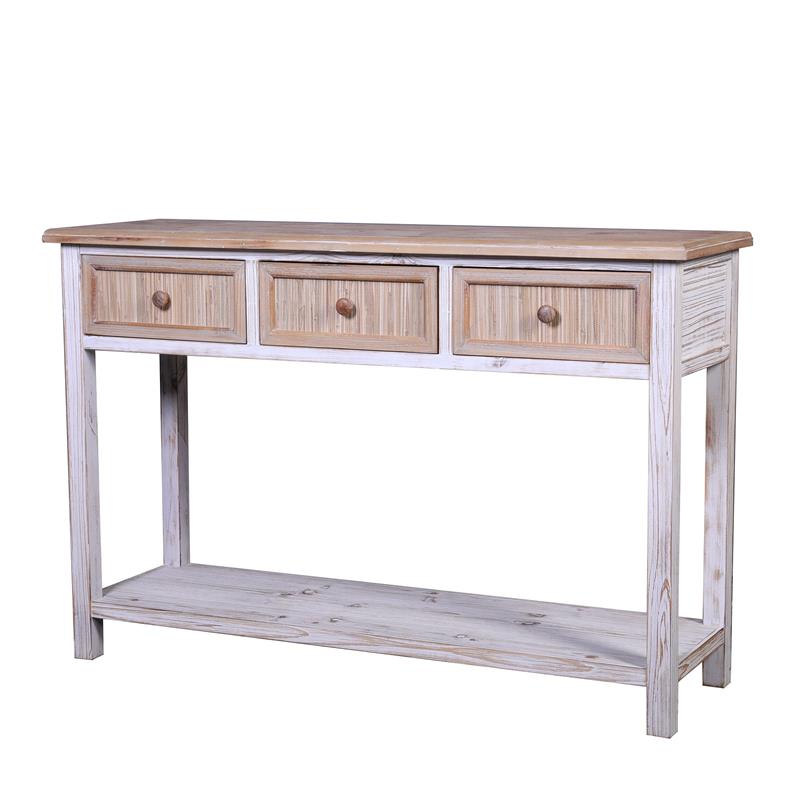 LuxenHome Natural and White-Washed Wood Console Table | Cymax Business