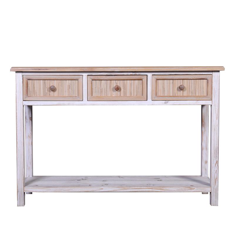 LuxenHome Natural and White-Washed Wood Console Table | Cymax Business