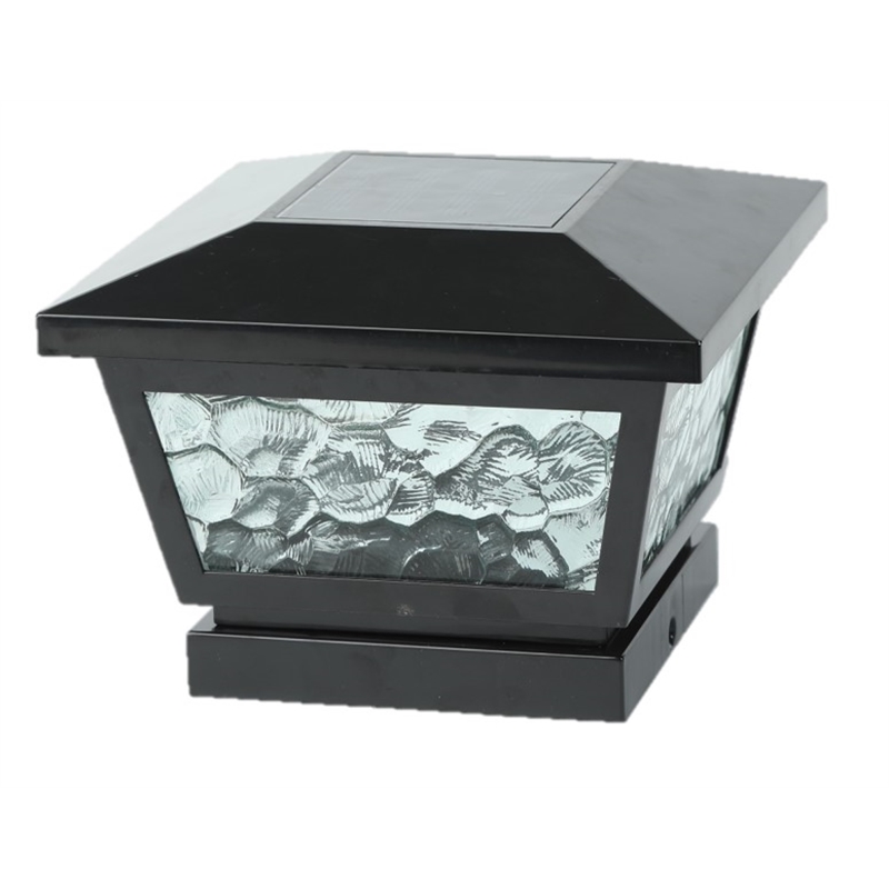 LuxenHome Set of 4 Black Plastic Water Glass Solar Ajustable Post Cap ...