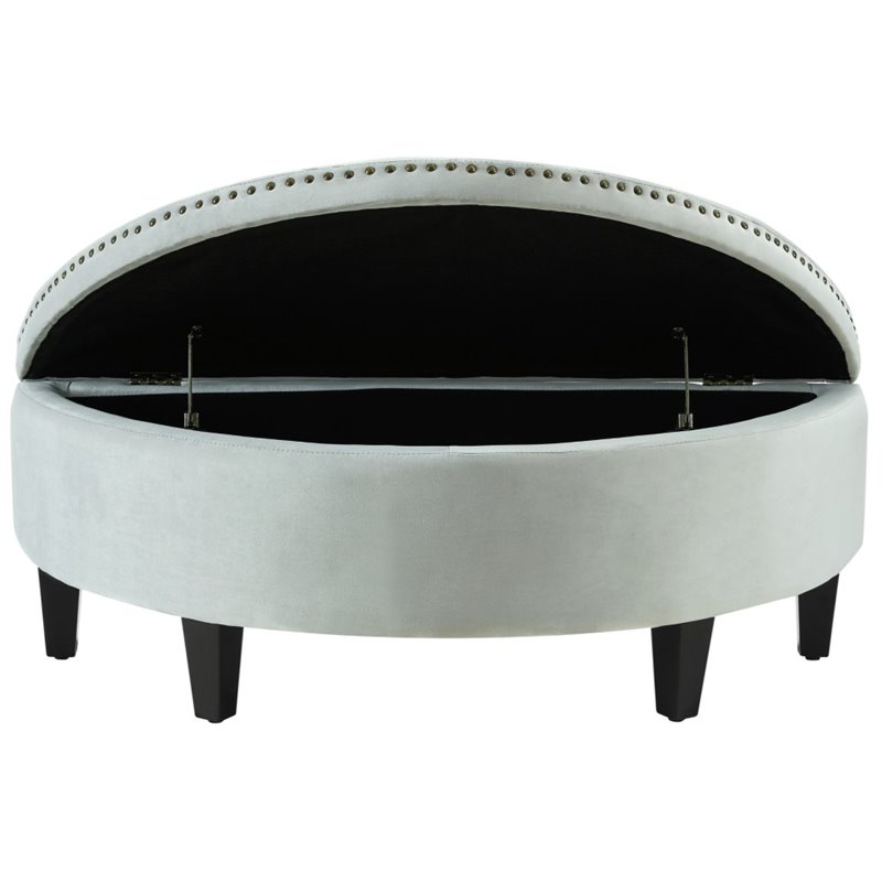 Posh Living Nathan Velvet Upholstered Half Moon Storage Ottoman In