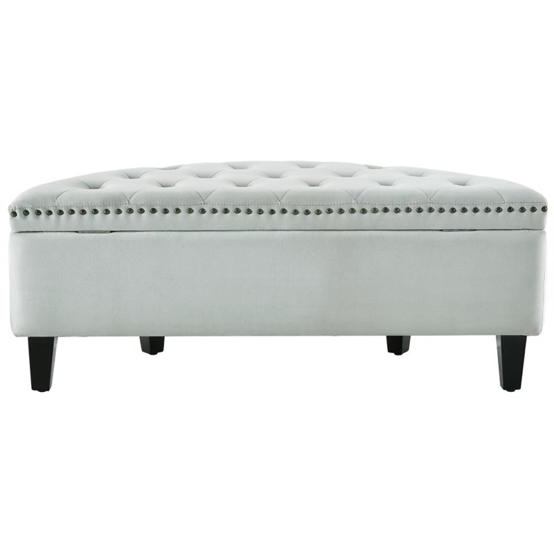 Posh Living Nathan Velvet Upholstered Half Moon Storage Ottoman In