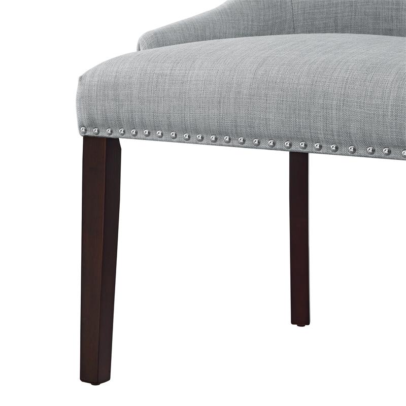 Posh Living Kinsley Linen Fabric Dining Chair in Light Gray (Set of 2 ...