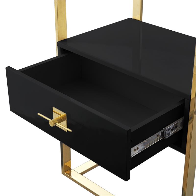 Posh Living Mano Stainless Steel 3-Shelf & 1-Drawer Bookcase Black/Gold ...