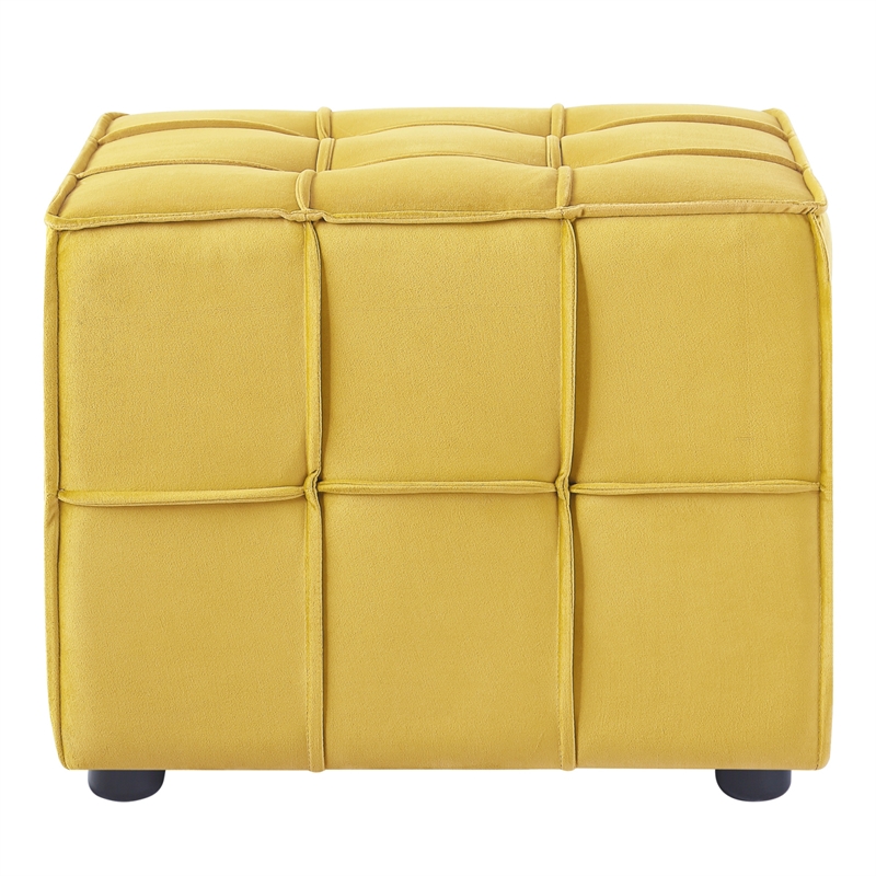 Gannon Ottomans Yellow Velvet Upholstered Piping Trim | Bush Furniture ...
