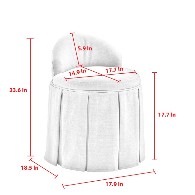 Adleigh Vanity Stool Beige Linen 17.9L x 18.5W x 23.6H Slipcover ...