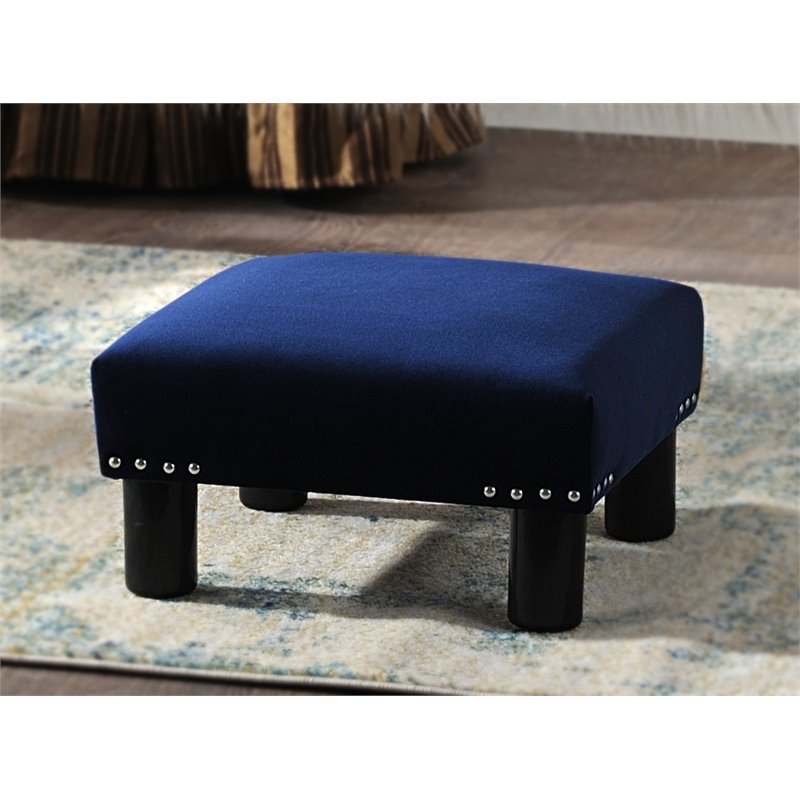 Jules Square Accent Footstool Ottoman Navy Blue | Cymax Business