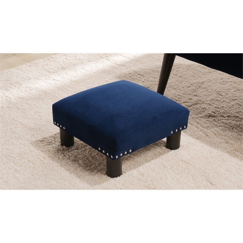 Jules Square Accent Footstool Ottoman Navy Blue | Cymax Business