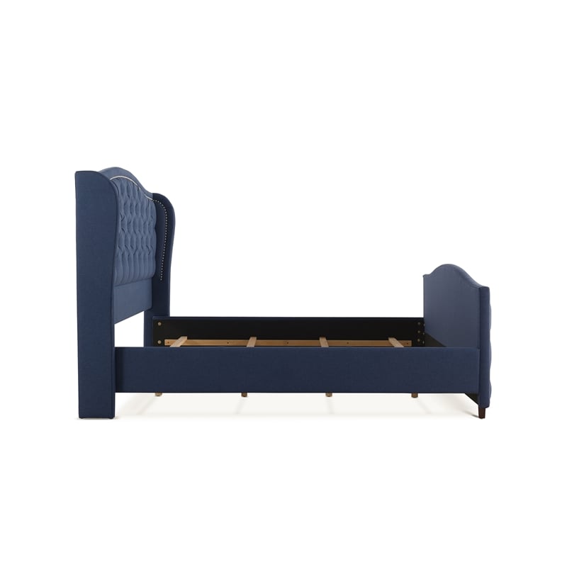 Marcella Tufted Wingback King Bed Dark Sapphire Blue | Homesquare