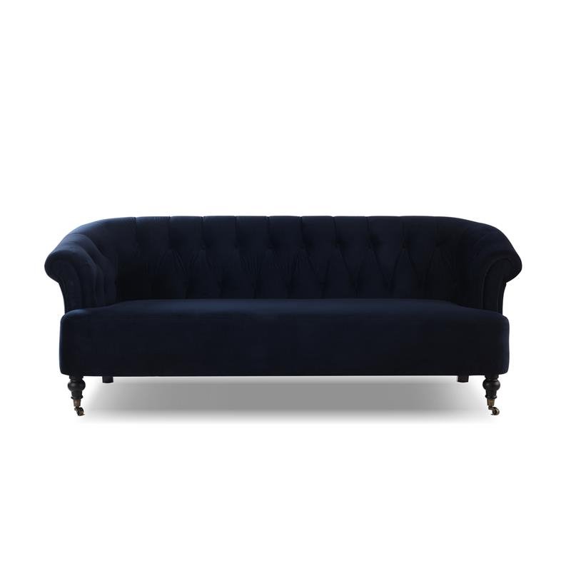 Maxine Tufted Rolled Arm Sofa Metal Casters Dark Navy Blue - 63520-3-872