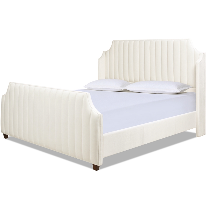 Addison King Channel Tufted Panel Bed Frame Cloud White Performance ...