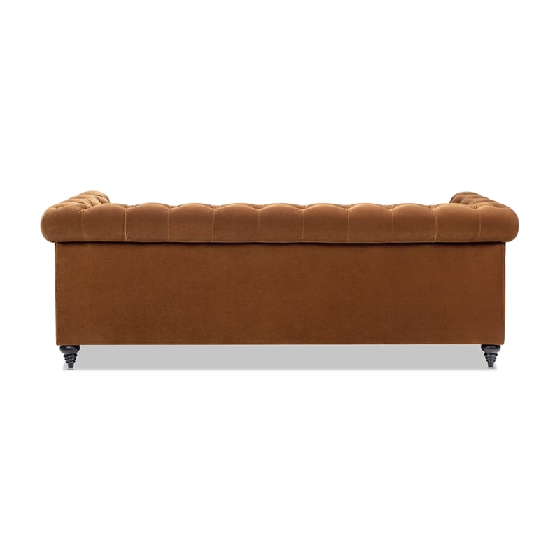 Alto 88" Tufted Chesterfield Sofa with Burnt Orange Performance Velvet ...