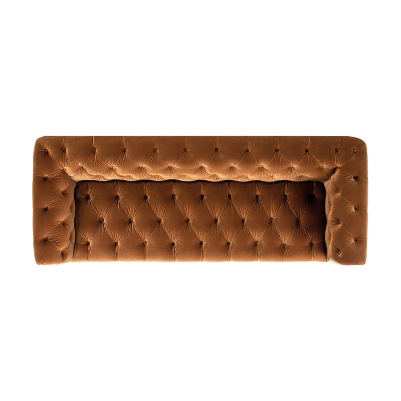 Alto 88" Tufted Chesterfield Sofa with Burnt Orange Performance Velvet ...