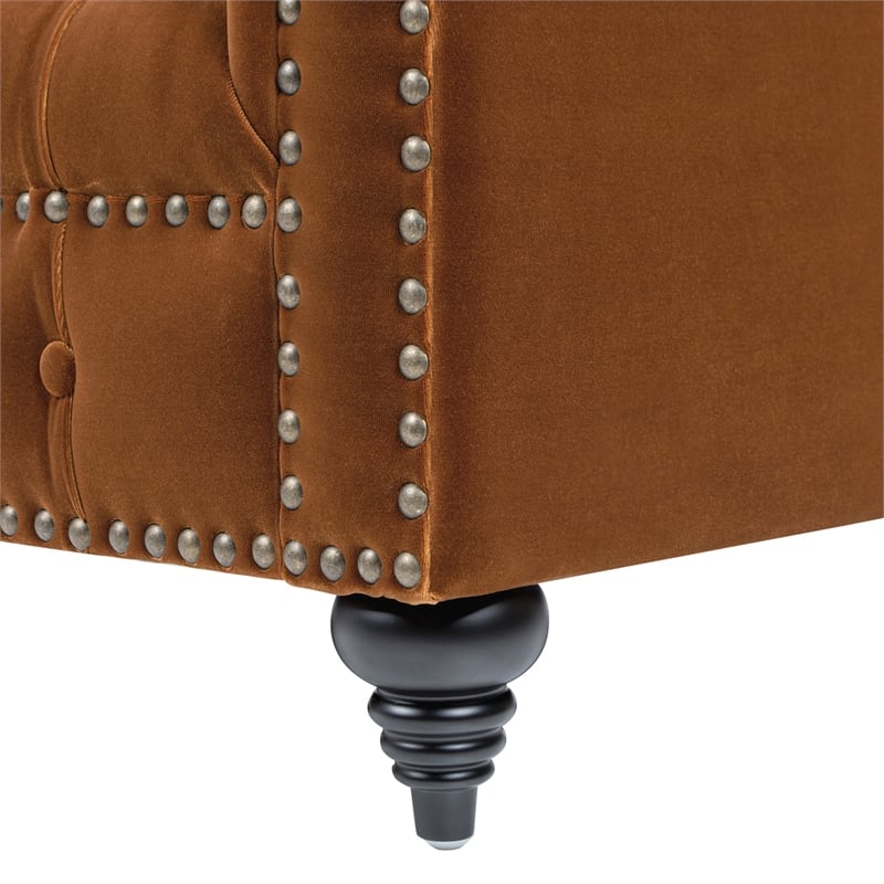 Alto 88" Tufted Chesterfield Sofa with Burnt Orange Performance Velvet ...