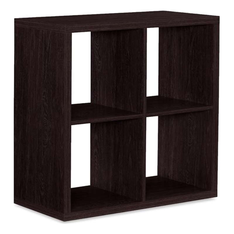 Riverbay Furniture Four Cubby Wood Storage Cabinet in Espresso