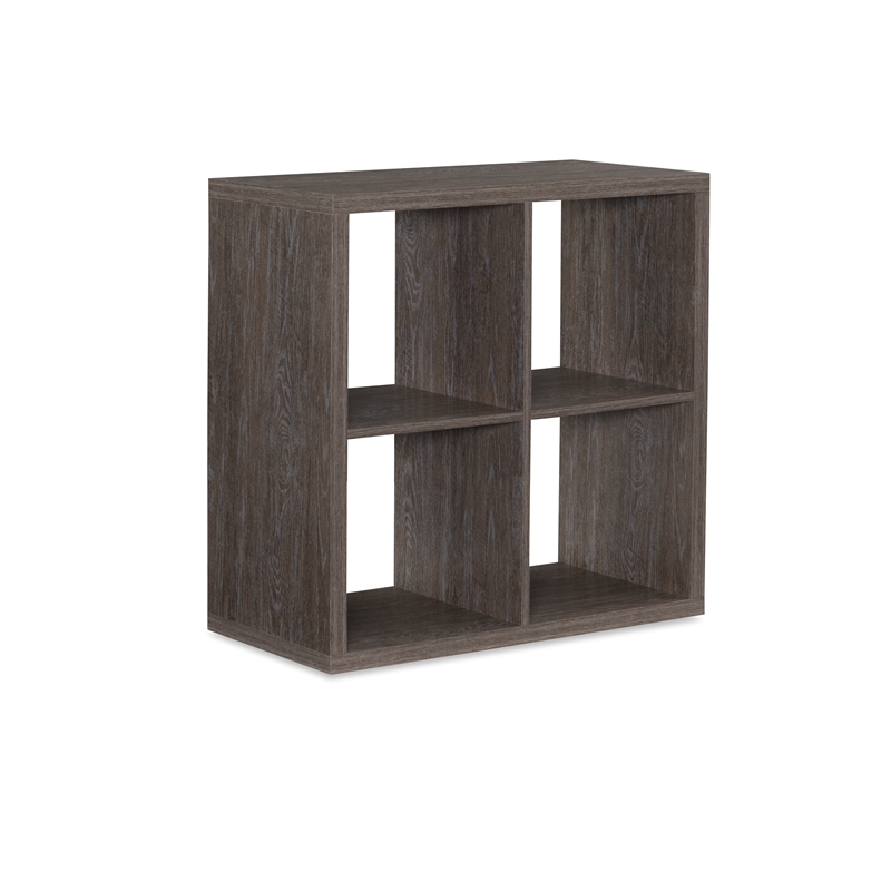 Riverbay Furniture Four Cubby Wood Storage Cabinet in Gray | Cymax Business