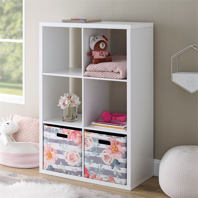 Riverbay Furniture Six Cubby Wood Storage Cabinet in White | Cymax Business