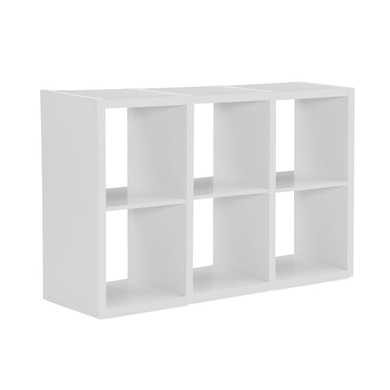 Riverbay Furniture Six Cubby Wood Storage Cabinet in White | Cymax Business