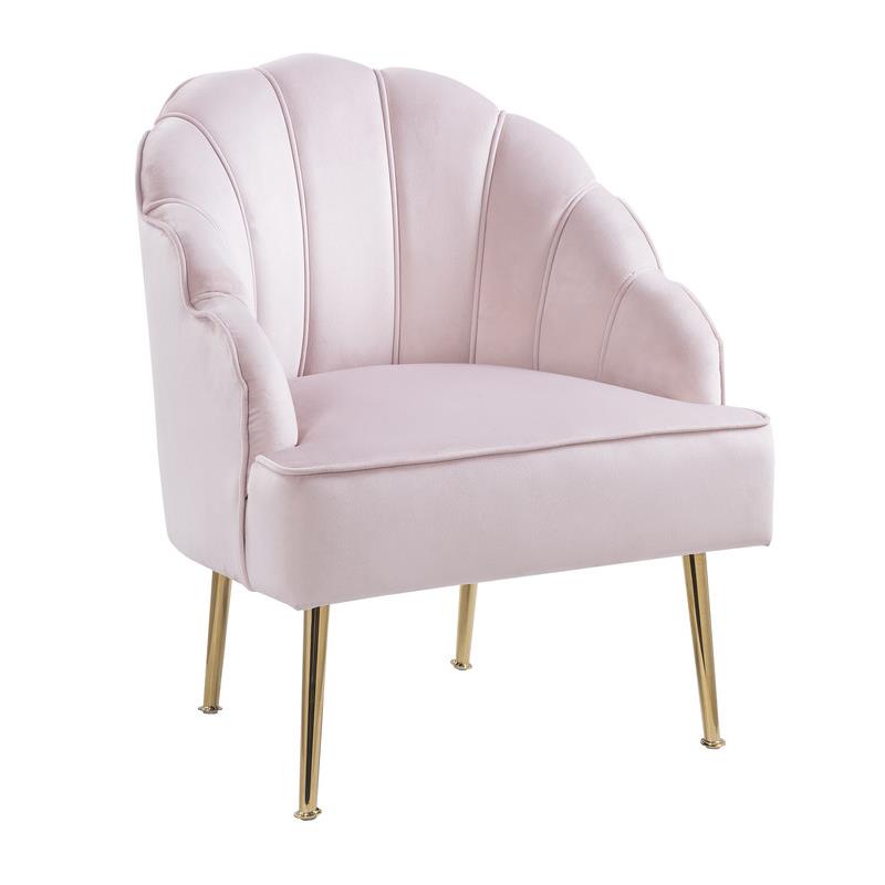 Naomi Velvet Wingback Accent Arm Chair with Metal Legs in Pink | Cymax ...