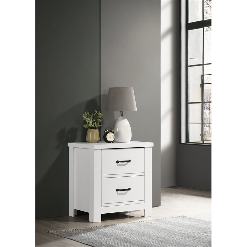 Lilola Home Cassini 2-Drawer Engineered Wood Nightstand in White | Homesquare