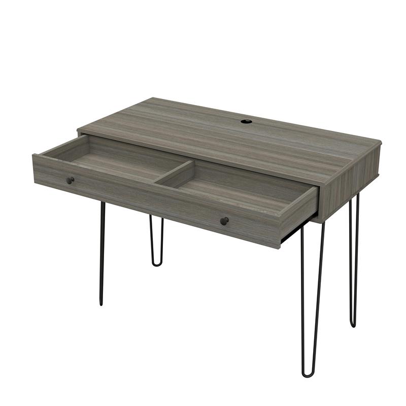 Inval America 1 Drawer Computer Desk with Hairpin Legs in Gray Smoke ...