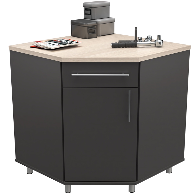 Inval America Kratos Corner Garage Storage Cabinet in Dark Gray and ...