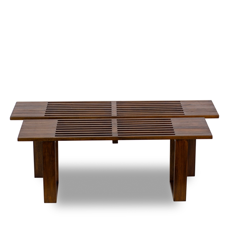 Mid-Century Modern Ethan Brown Walnut Wood Bench (Small) - ASH9106
