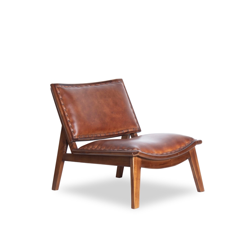 Mid Century Modern Debra Cognac Tan Leather arm chair - ASH4769