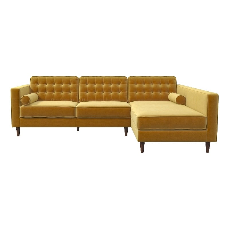 Owen Gold Velvet Modern Living Room Corner Sectional Couch | Bush ...