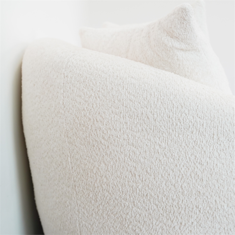 Lidar Modern Japandi Style Tight Back Boucle Fabric Couch in Cream