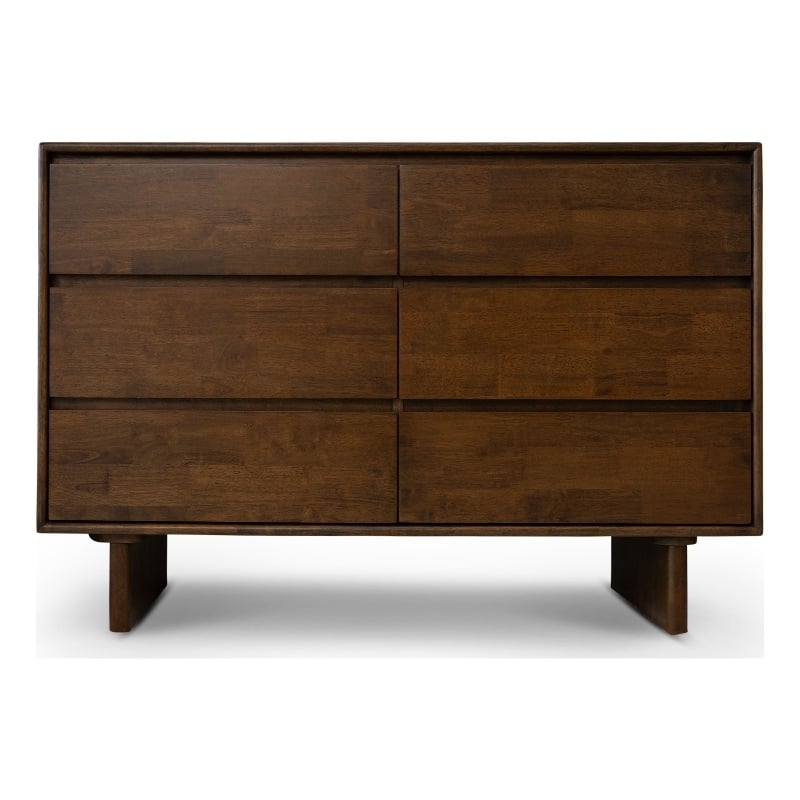 Boston Mid Century Modern Solid Wood Walnut Dresser with 6 Drawers ...