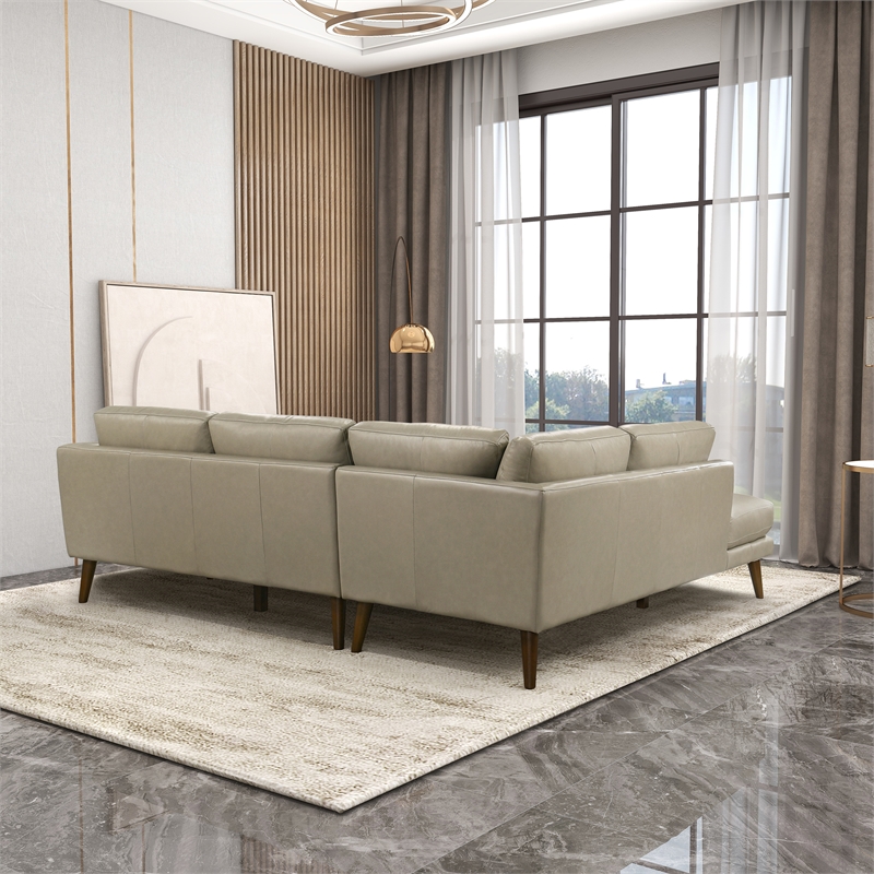 Paisley Genuine Leather L-Shaped Pillow Back Left-Facing Sectional in ...