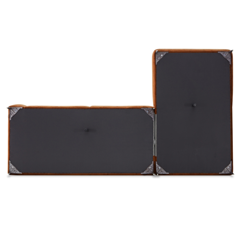 Saviola Burnt Orange Velvet Japandi Style Living Room Corner Sectional ...